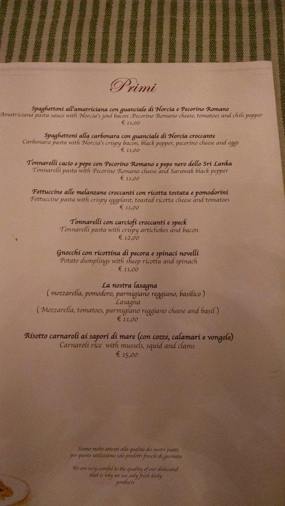 Menu at Ristorante Arlù, Rome, Borgo Pio