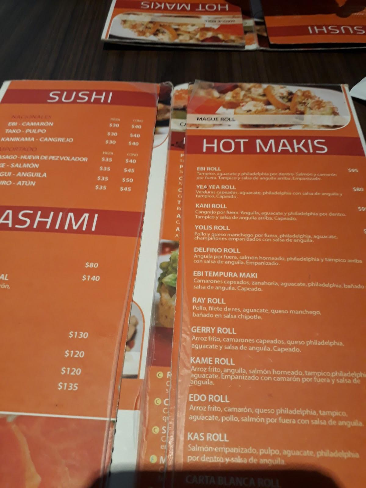 Menu at Sora Sushi Bar, Matamoros, Calle Sexta 504 Plaza Andrea