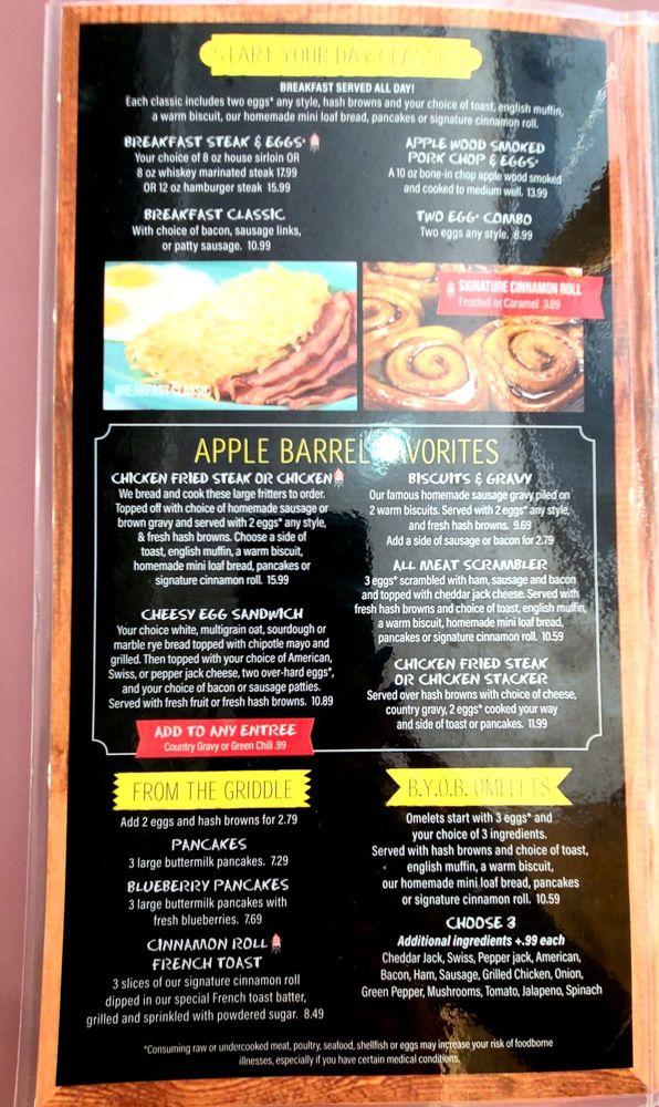 Carta de Apple Barrel Restaurant, Cheyenne