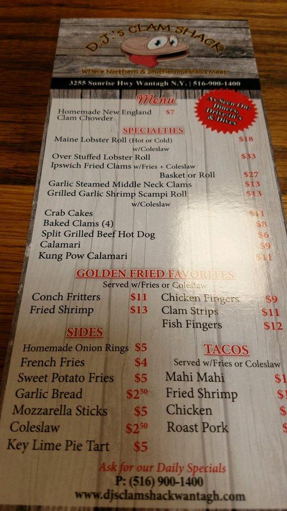 Menu at DJ's Clam Shack Wantagh restaurant, Wantagh