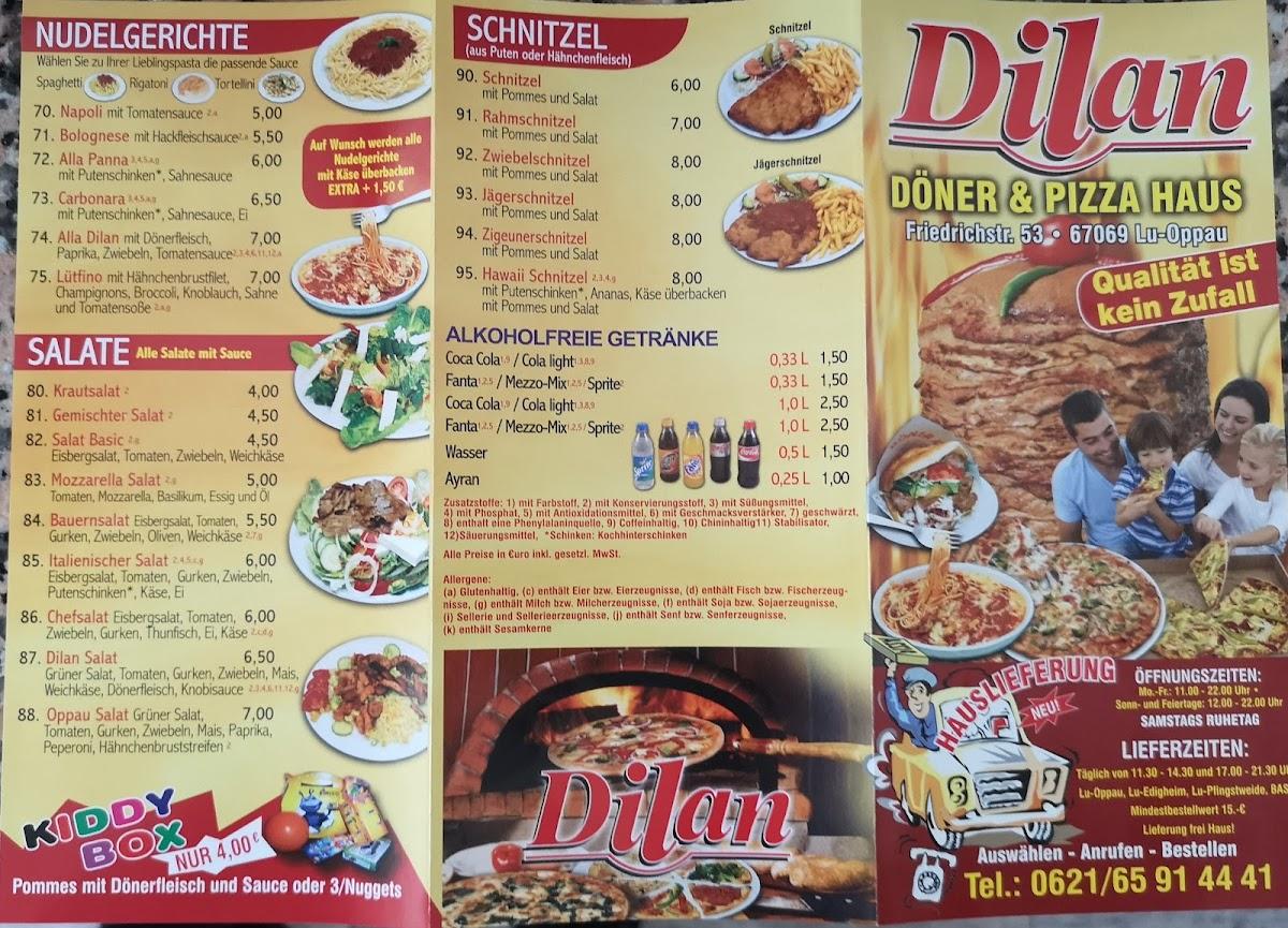 Speisekarte von Dilan Döner Pizza Haus Ludwigshafen-oppau, Ludwigshafen ...