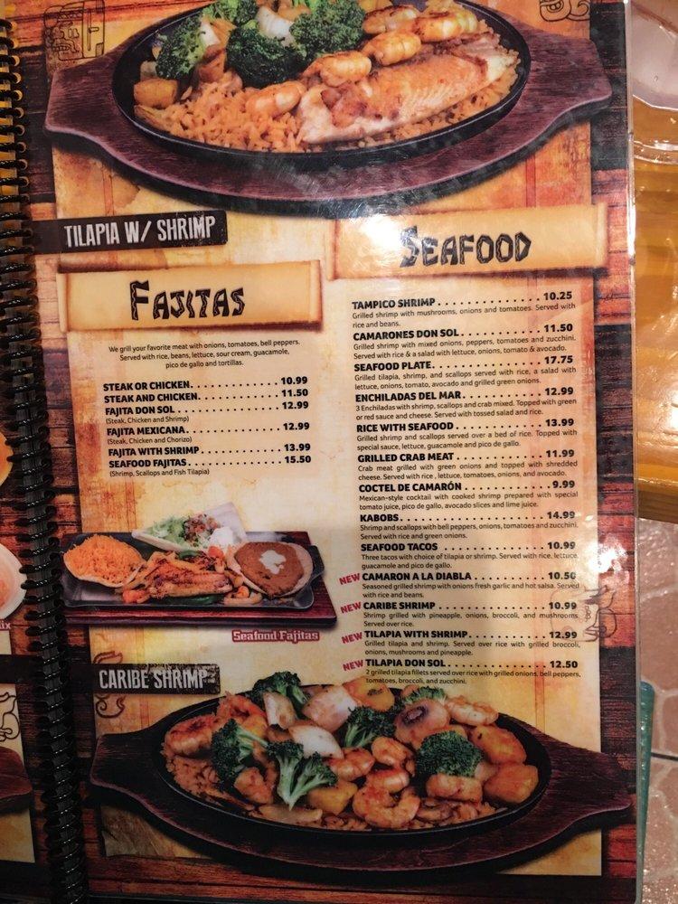 Menu at Don Sol Mexican Grill restaurant, Mattoon