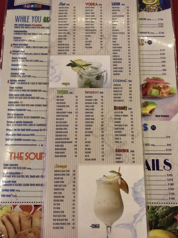 Menu at El Fish Fritanga restaurant, Cancún, Blvd. Kukulcan