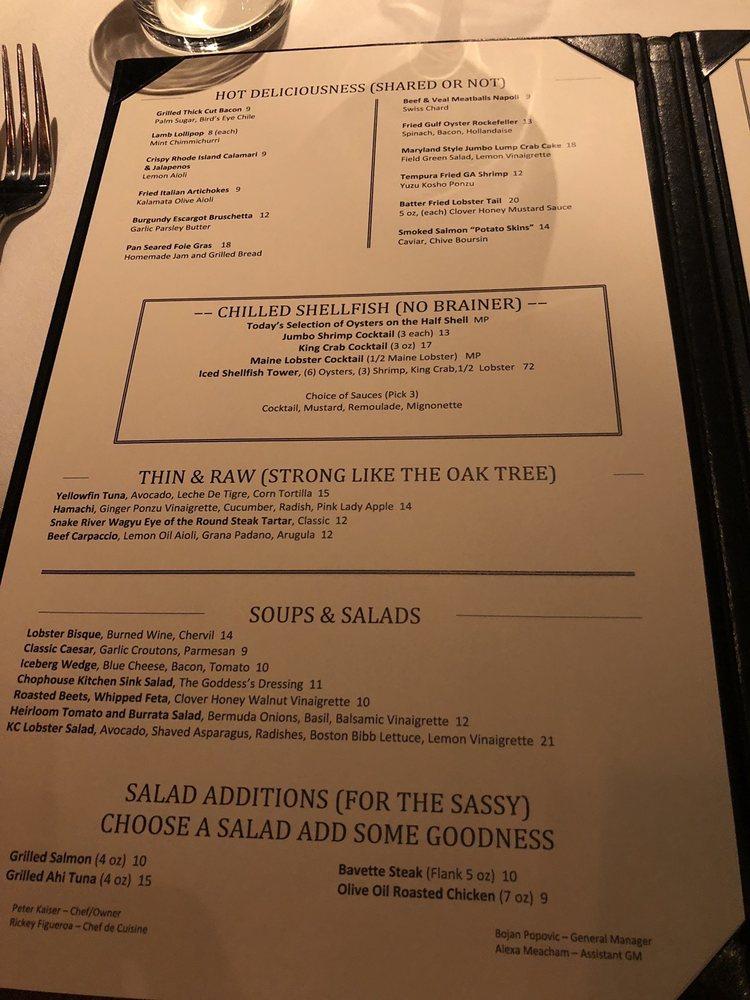 Menu at Kaiser's Chophouse pub & bar, Sandy Springs, Roswell Rd