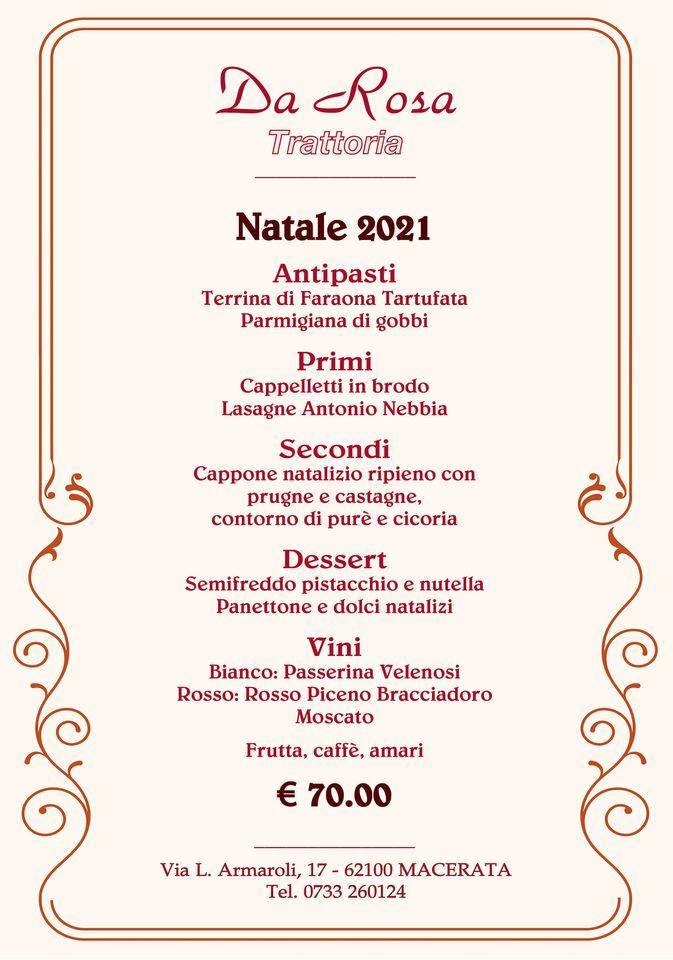 Menu at Da Rosa restaurant, Macerata