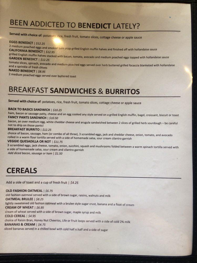 Menu at Four Sisters Cafe, Roseville