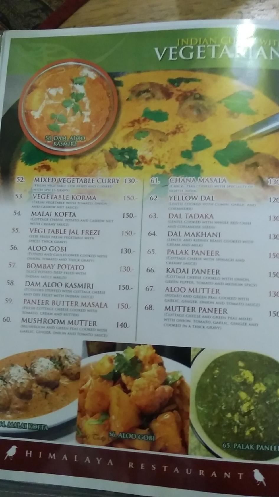 Menu at Himalaya Restaurant, Ao Nang, 102 Moo 7 Phi phi Island