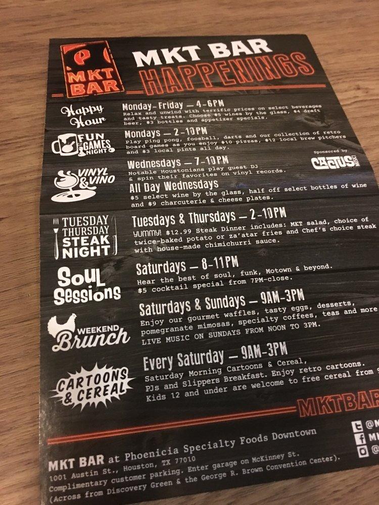 Menu at MKT Bar, Houston