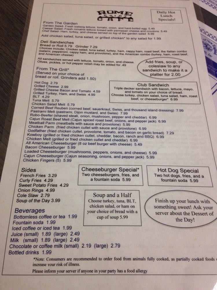 Menu at Rome Point Café cafe, North Kingstown