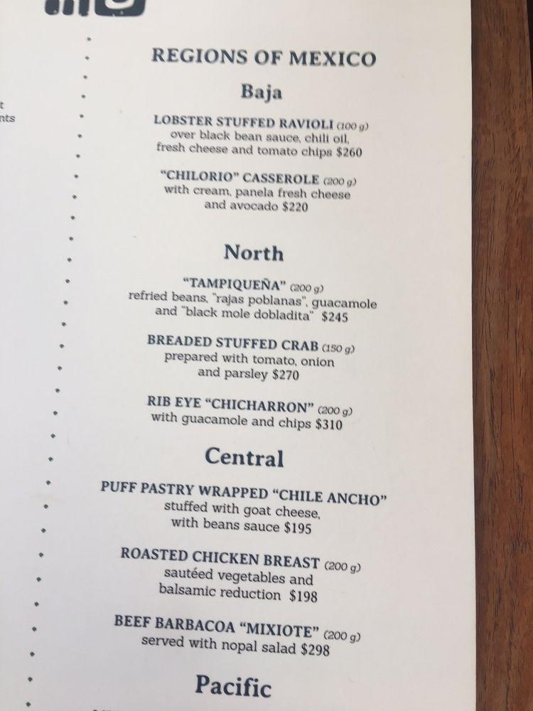 Menu at Sala Gastronómica restaurant, Ciudad López Mateos
