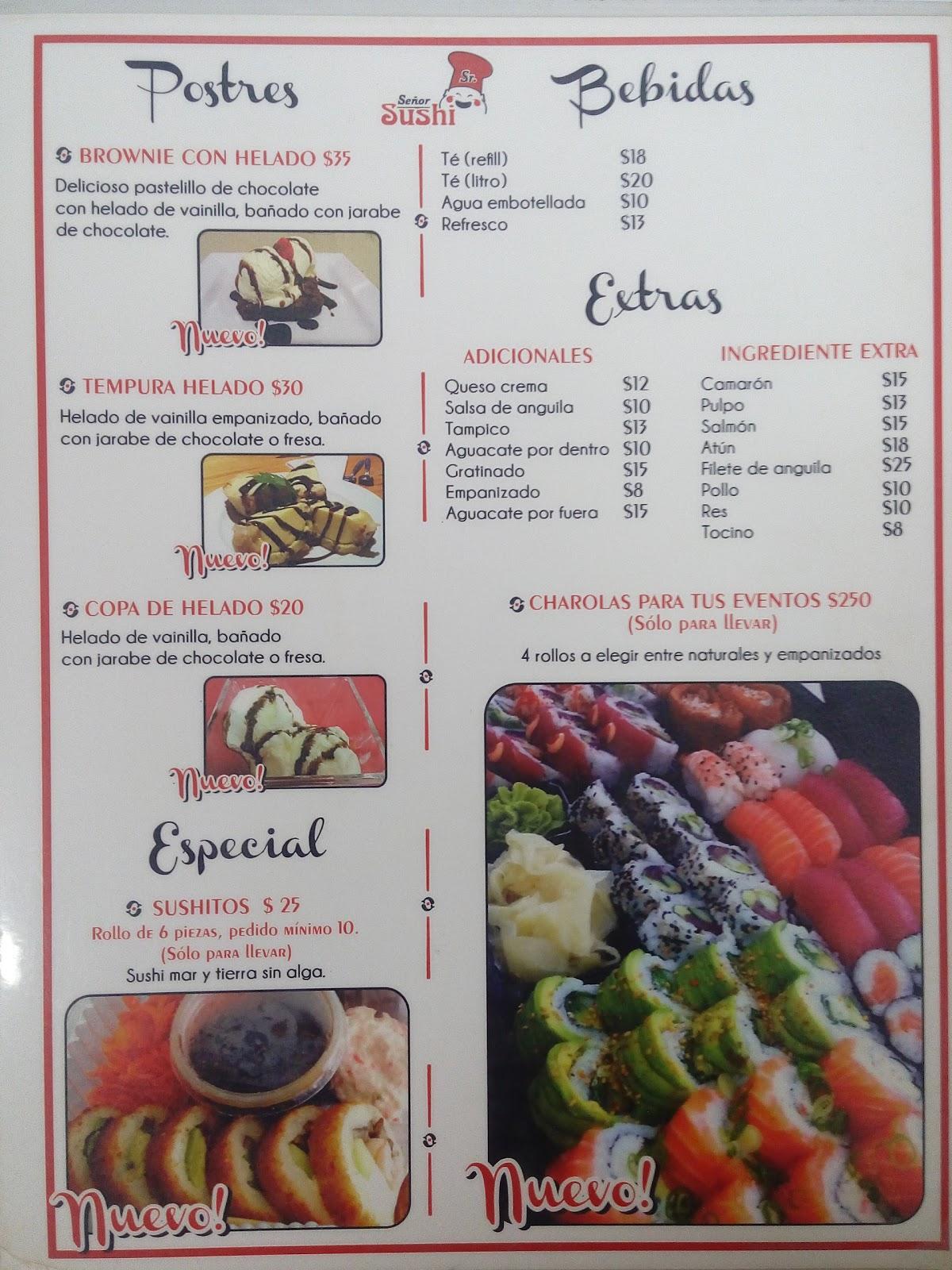 Carta del restaurante Señor Sushi, Guamúchil