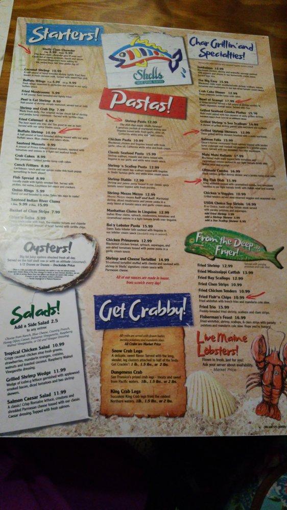Menu at Shells Seafood restaurant, Tampa, 202 S Dale Mabry Hwy