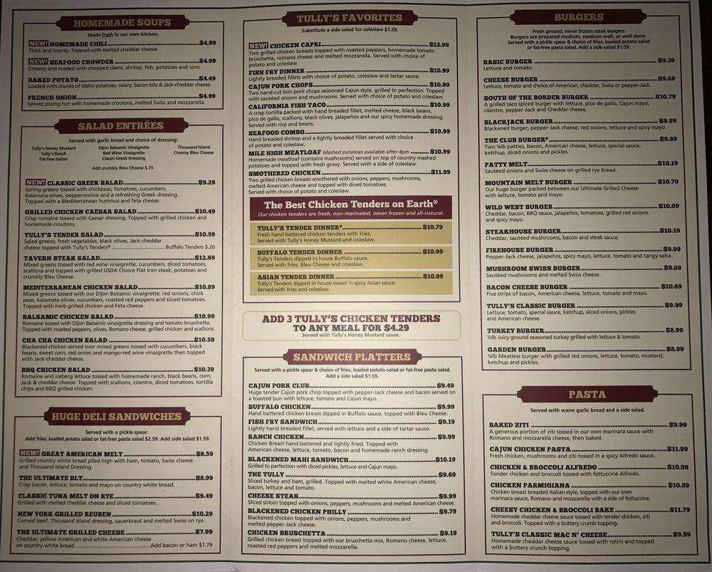 Menu at Tully's Good Times Clarks Summit pub & bar, Clarks Summit
