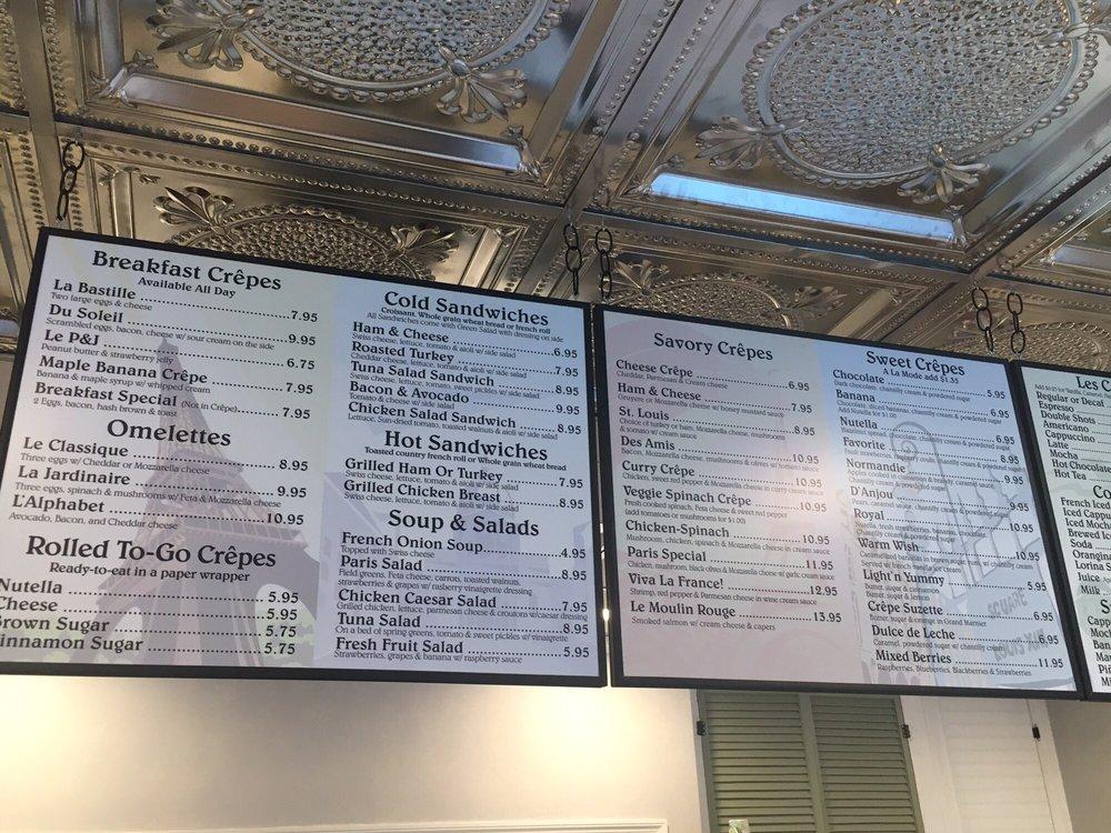 Menu at Crepes De Paris restaurant, Los Angeles