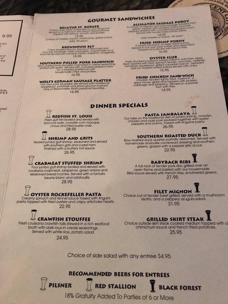 Menu at Crescent City Brewhouse pub & bar, New Orleans