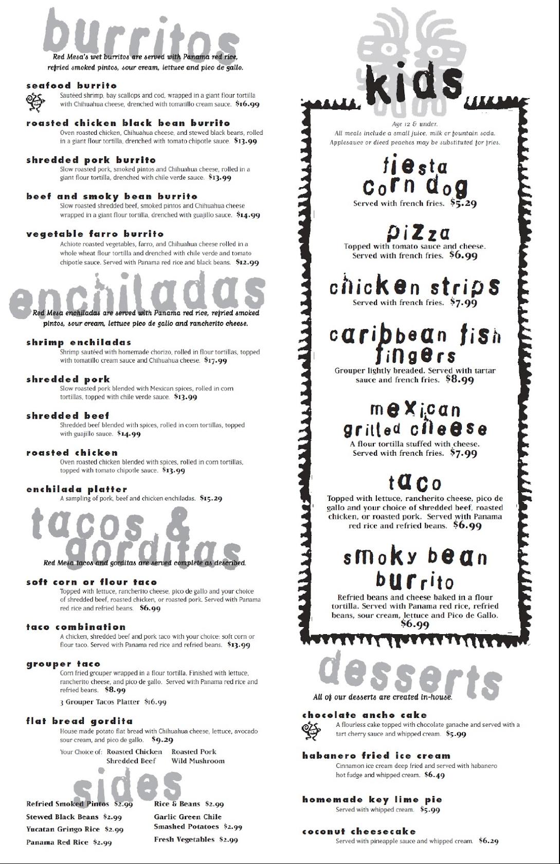 Menu at Red Mesa Grill pub & bar, Boyne City