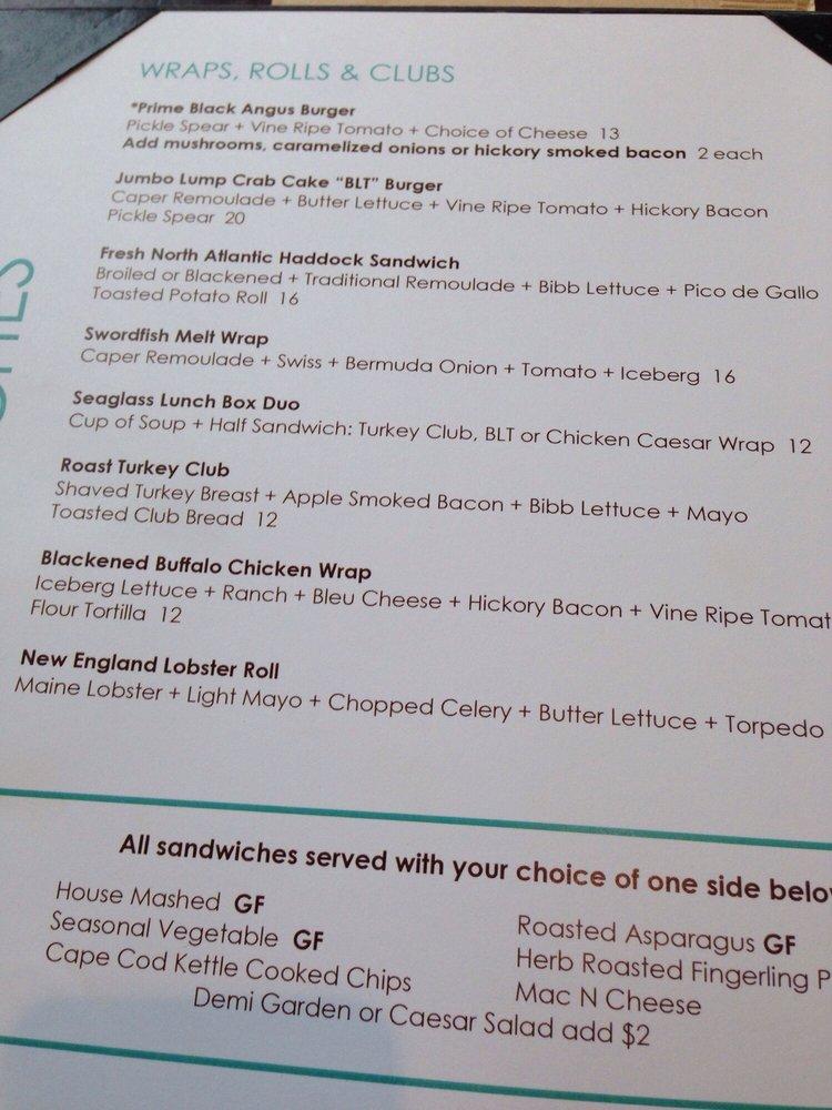 Menu at Seaglass Restaurant and Lounge, Salisbury