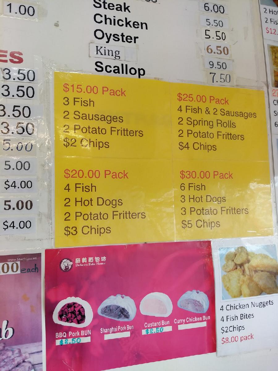 Menu at Whau Valley Fish & Chips and Chinese Takeaway Shop restaurant ...
