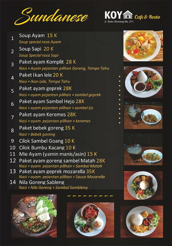 Menu at Koya Cafe & Resto, Soreang, Jl. Raya Soreang-Ciwidey No.211