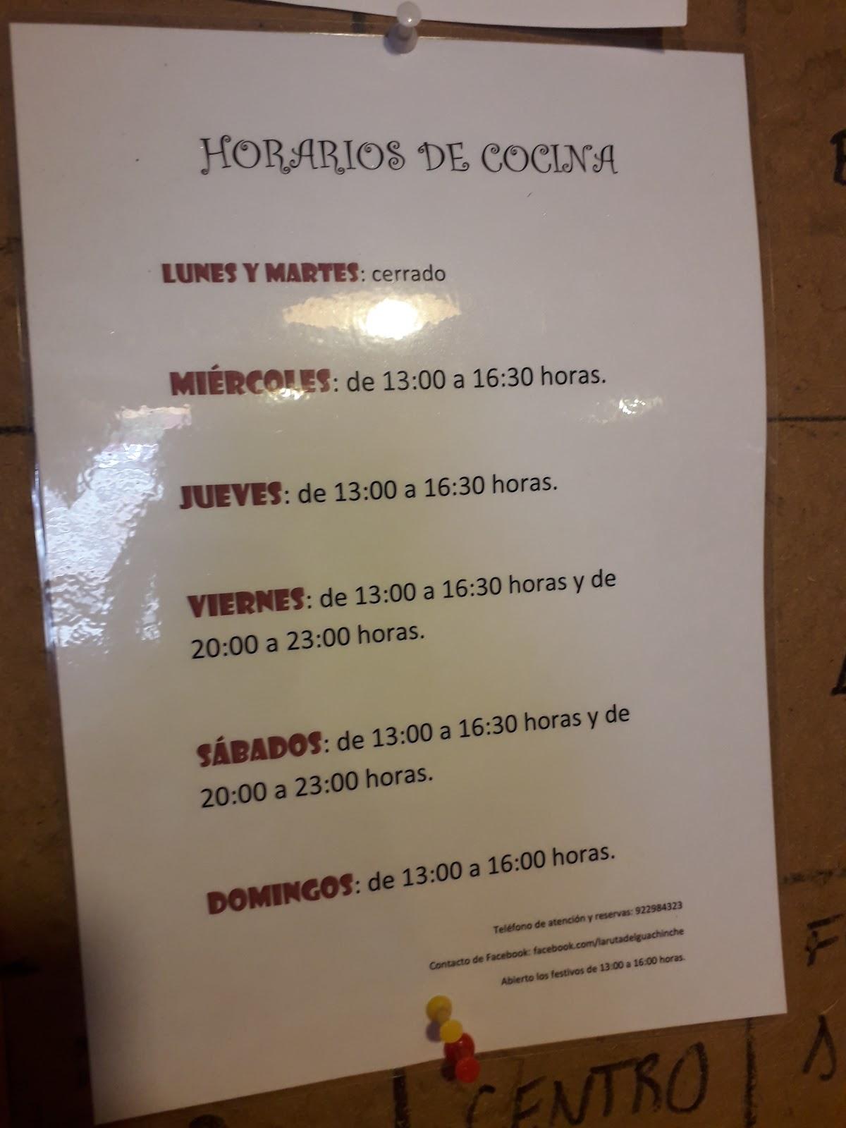 Carta del restaurante La Ruta del Guachinche, los establos, San ...