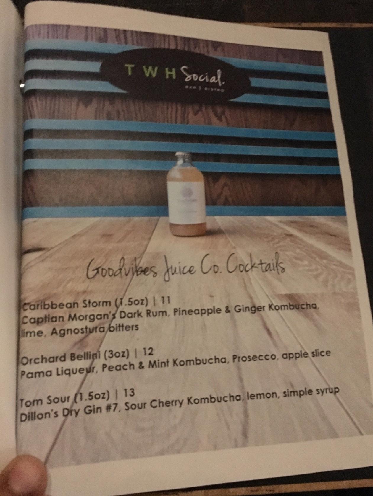 Menu at TWH Social pub & bar, Kitchener