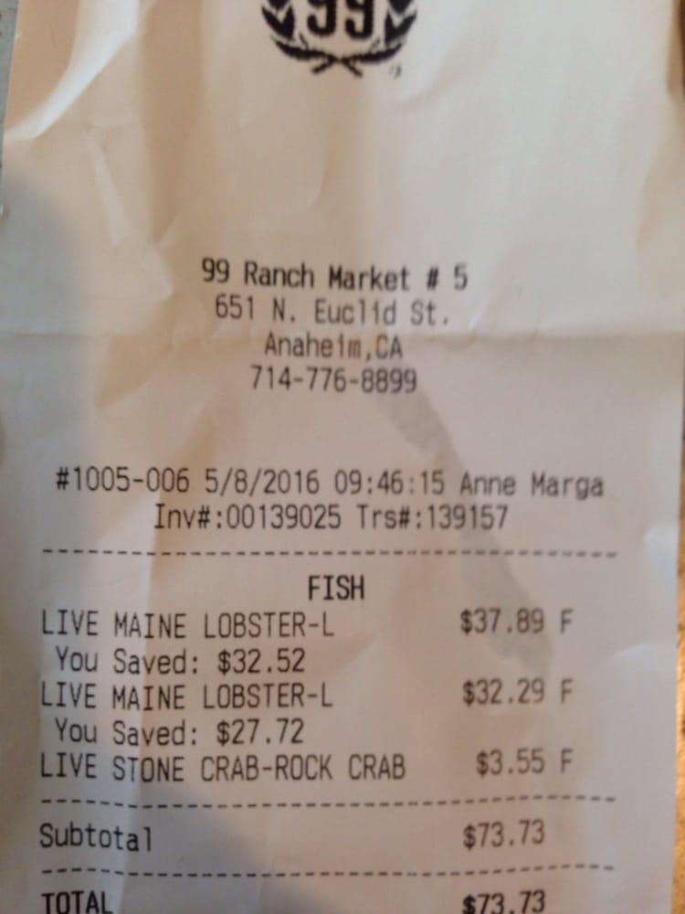 Menu at 99 Ranch Market restaurant, Anaheim