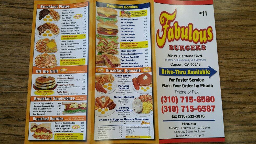 Menu at Fabulous Charbroiled Burgers restaurant, Gardena