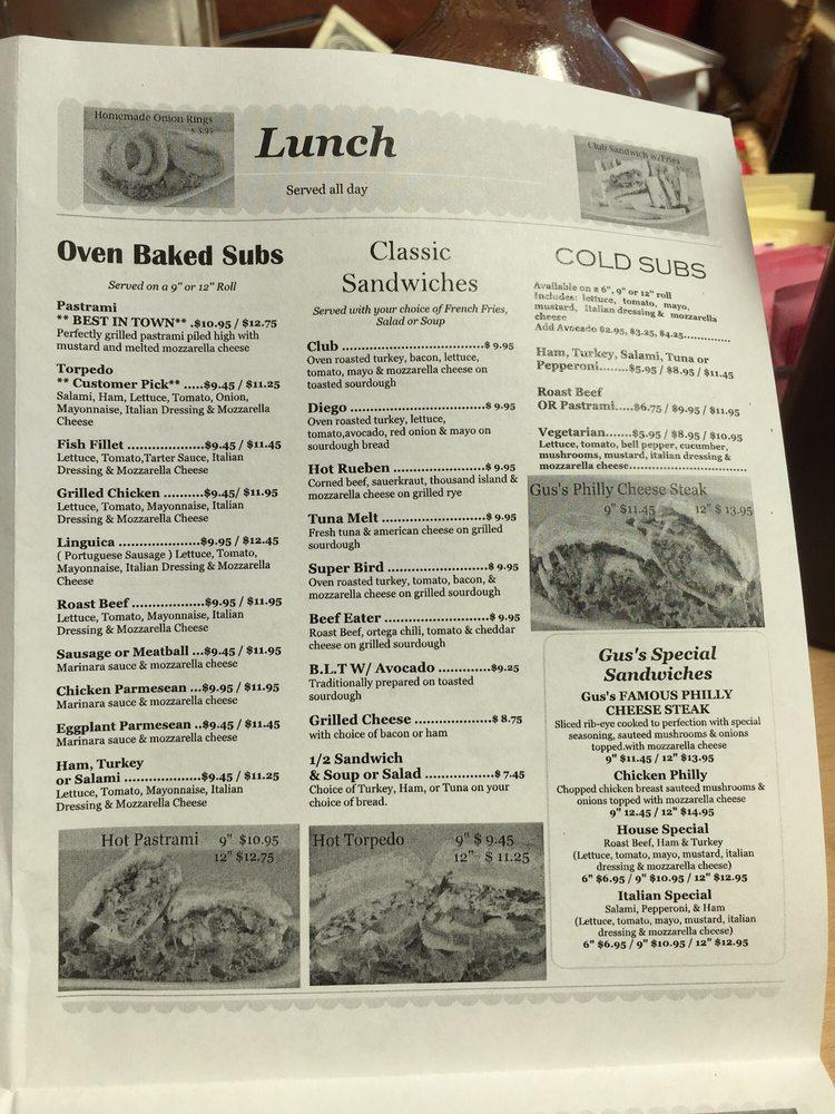 Menu at Gus's Subs & Pizza Place pizzeria, La Mesa