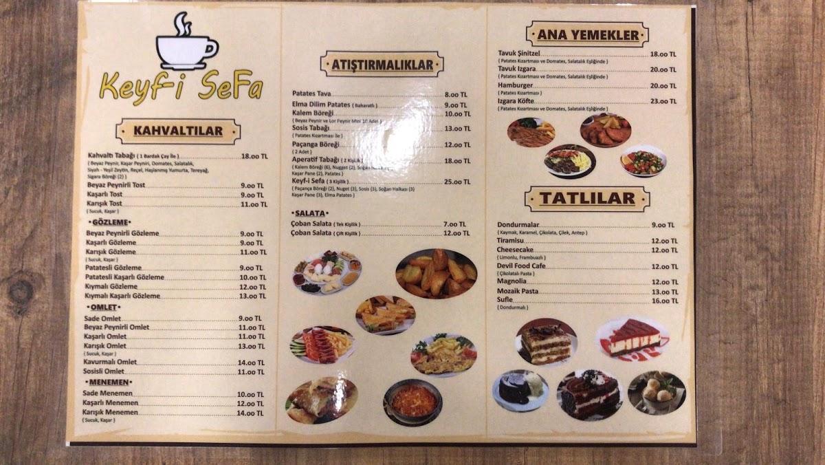 Carta de Keyf-i SeFa Nargile Cafe&Restaurant, Estambul