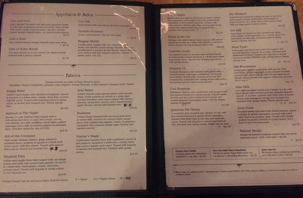 Menu at Nine Mile restaurant, Asheville, 233 Montford Ave