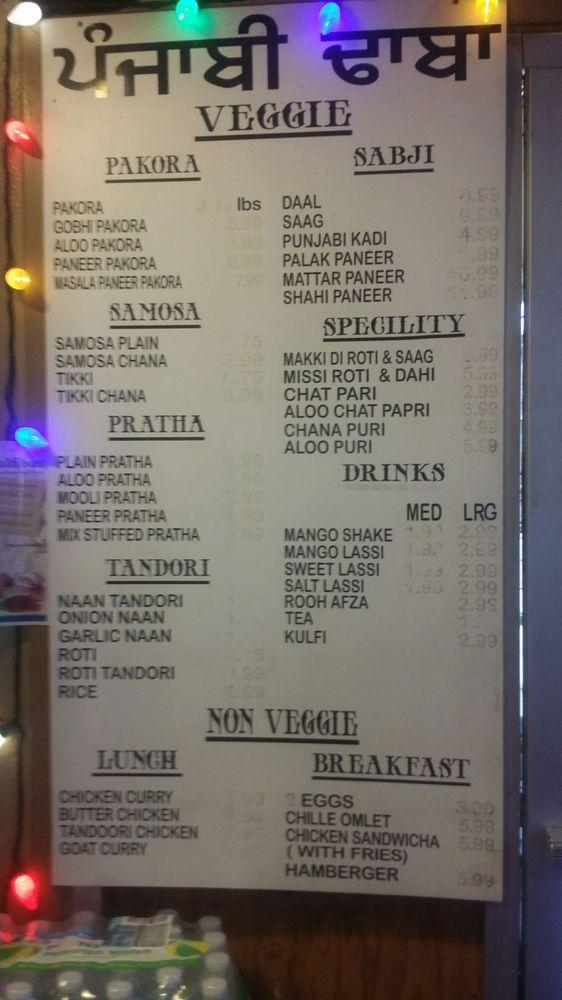 Menu at Punjabi Dhaba - Indian Cuisine restaurant, Fresno