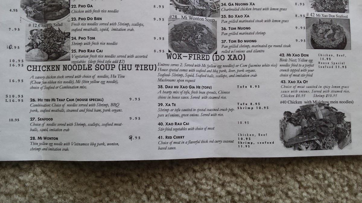 Menu at What the Pho restaurant, D'Iberville, Rodriguez St