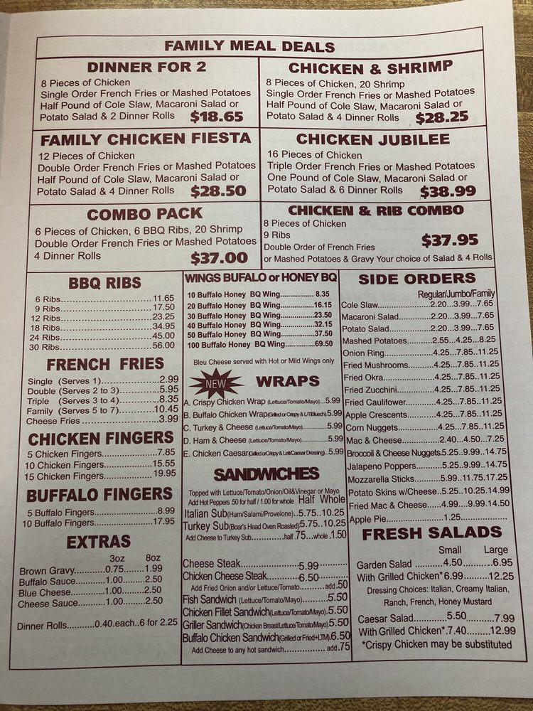 Menu at Chicken Holiday restaurant, East Windsor