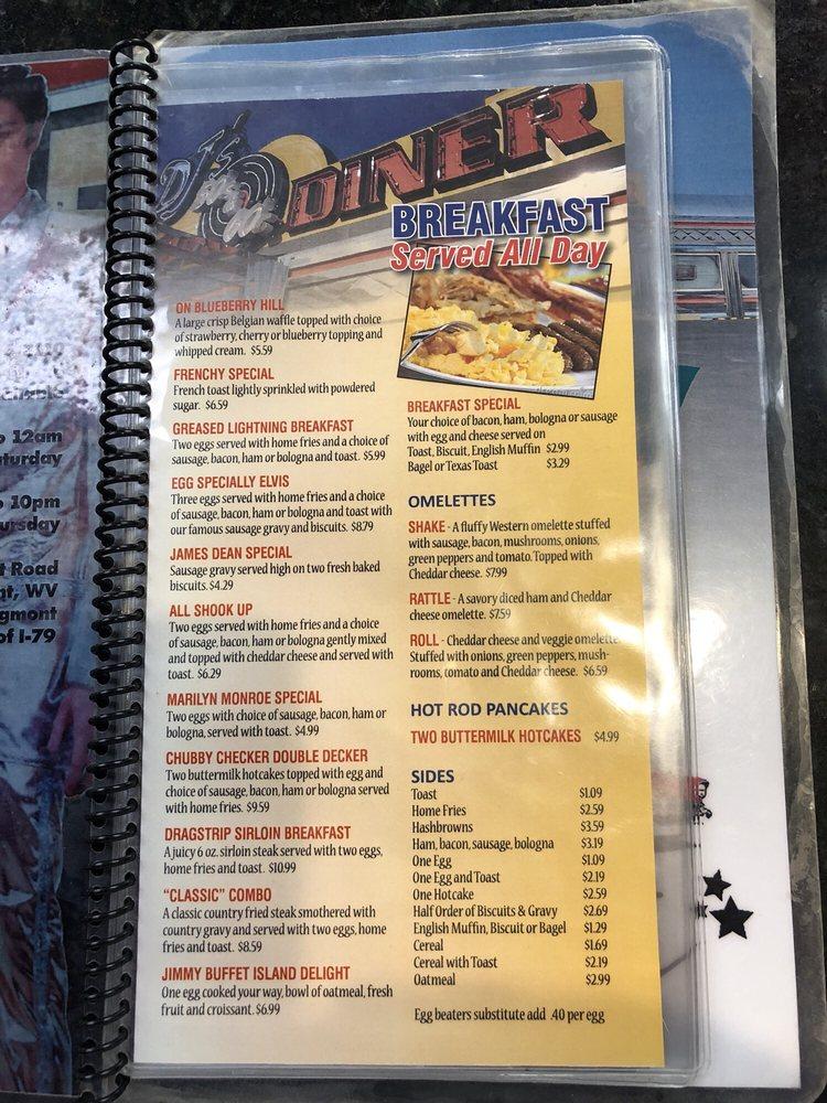 Menu at DJ's 50'S & 60'S Diner restaurant, Fairmont