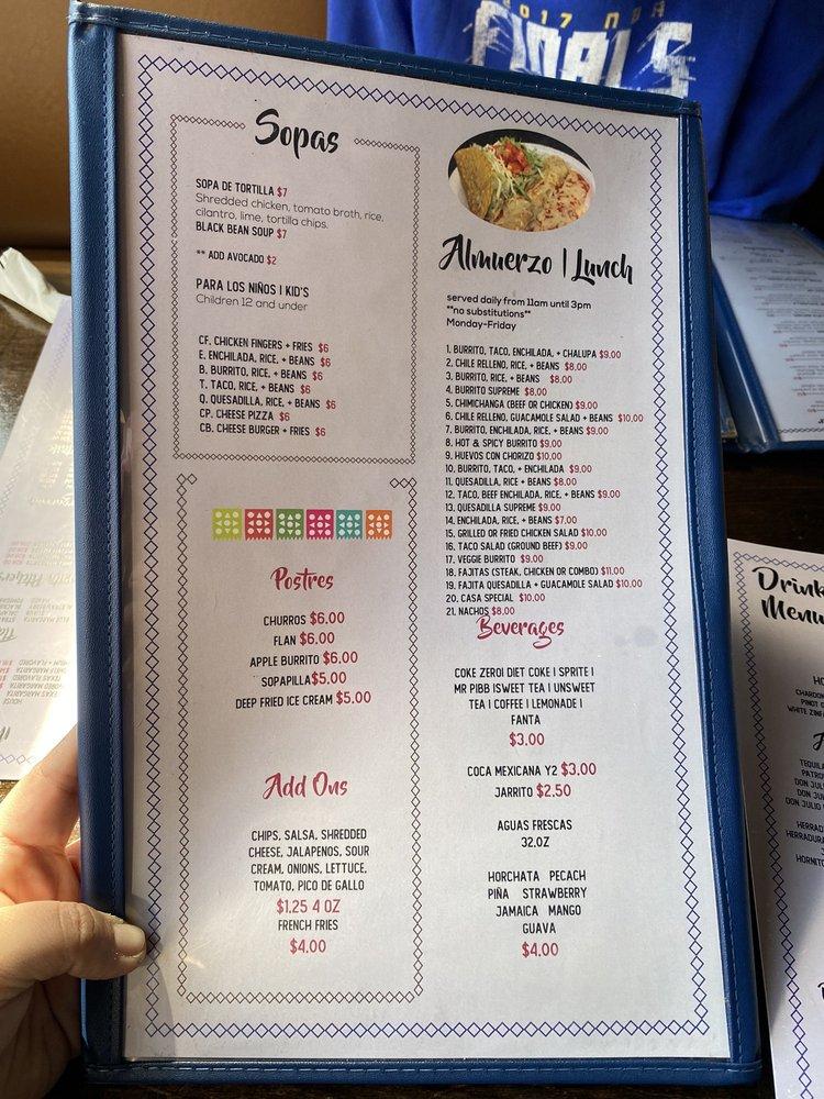 Menu at Don Nacho's Palmetto restaurant, Palmetto