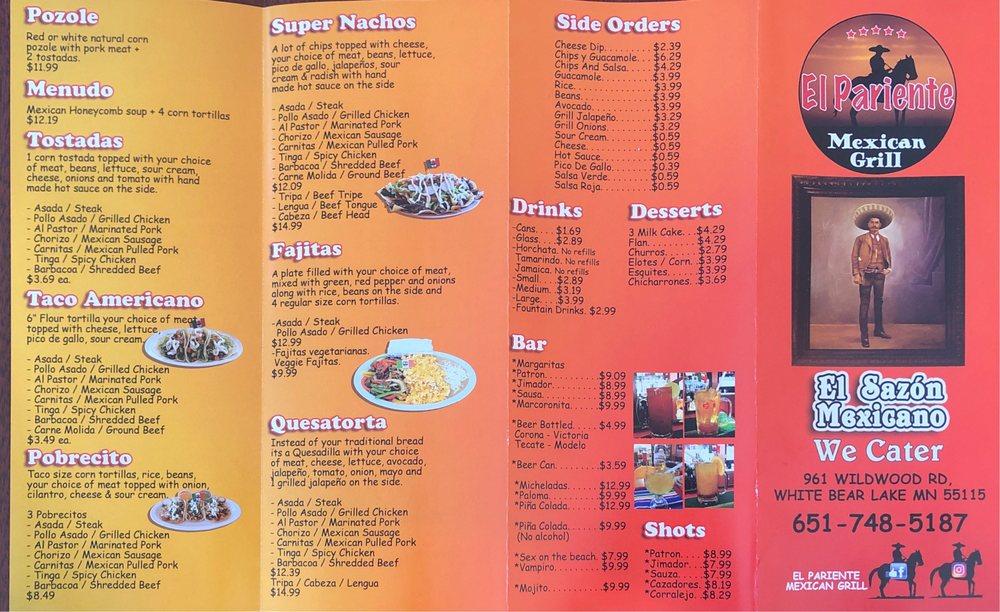 Menu at El Pariente Mexican Grill pub & bar, White Bear Lake