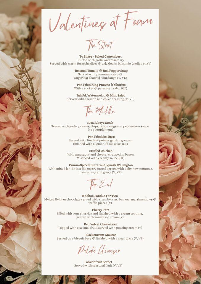 Menu at Foam restaurant, Milford Haven