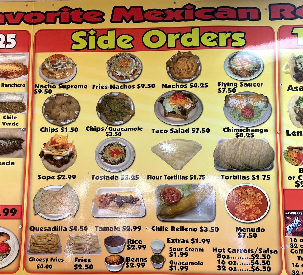 Menu at Maria's Taco Shop restaurant, Atwater, 350 Bellevue Rd