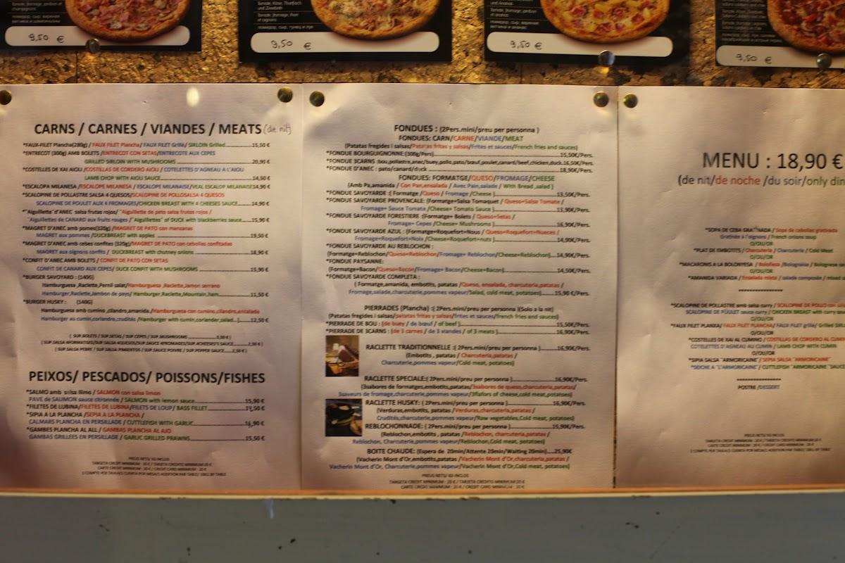Speisekarte von Restaurant HUSKY, Pas de la Casa