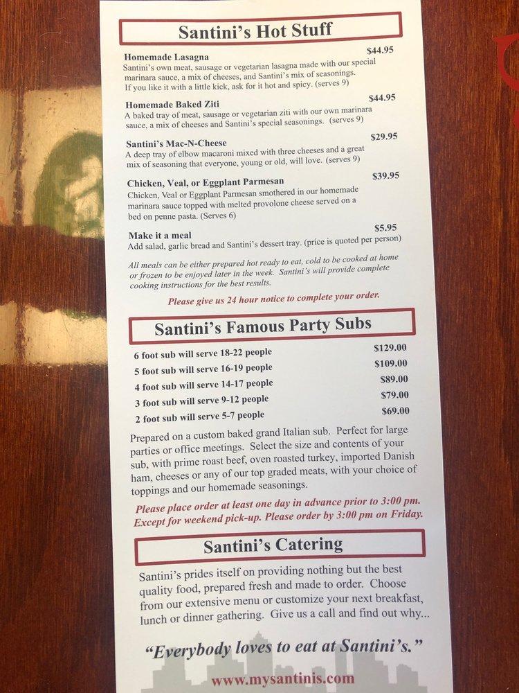 Menu at Santini's New York Style Deli - Fairfax pizzeria, Fairfax Station