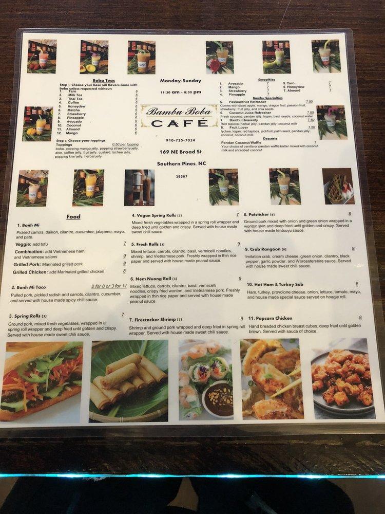 Menu at Bambu Boba Cafe, Southern Pines