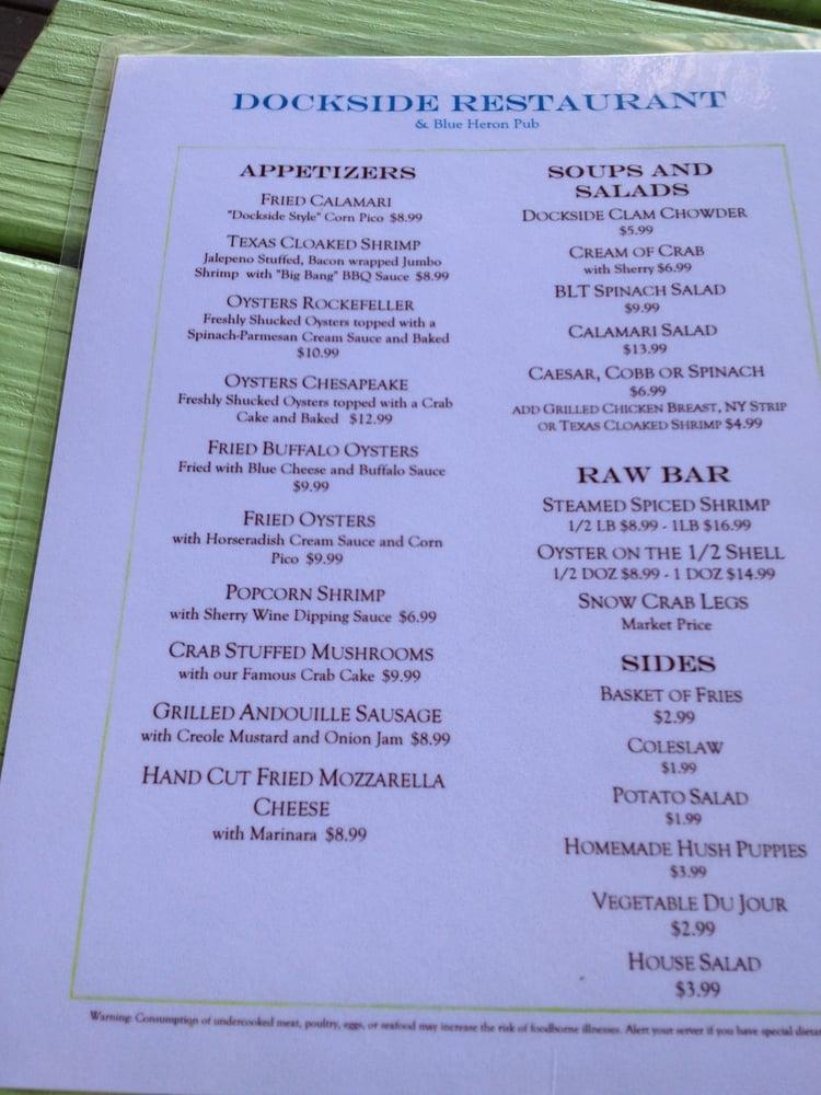 Menu at Dockside Restaurant & Tiki Bar, Colonial Beach