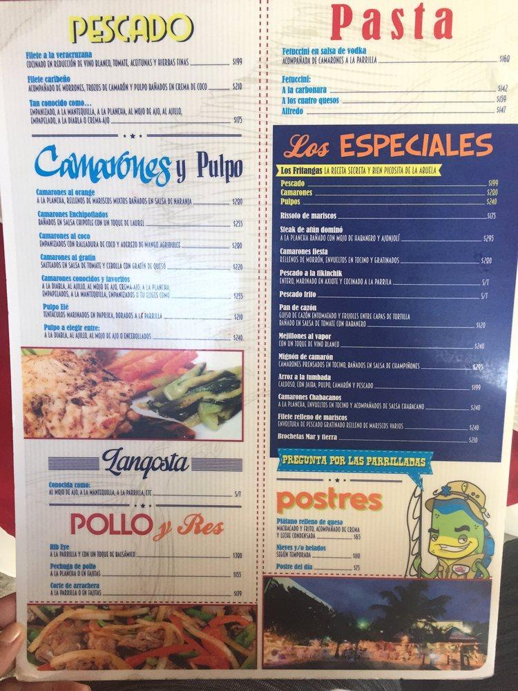Menu at El Fish Fritanga restaurant, Cancún, Blvd. Kukulcan