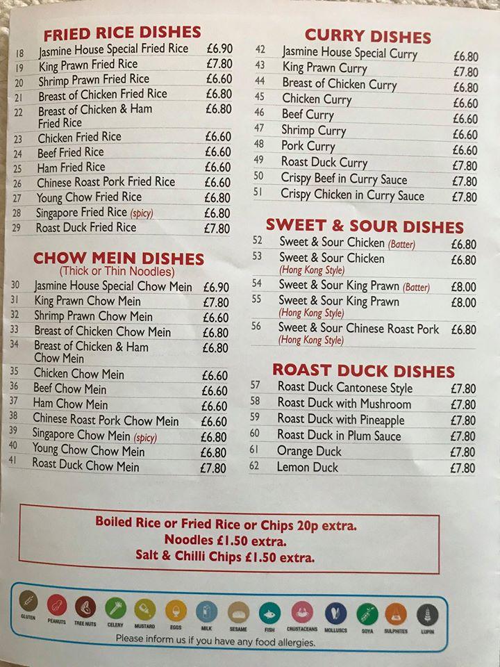 Menu at Jasmine House fast food, Airdrie