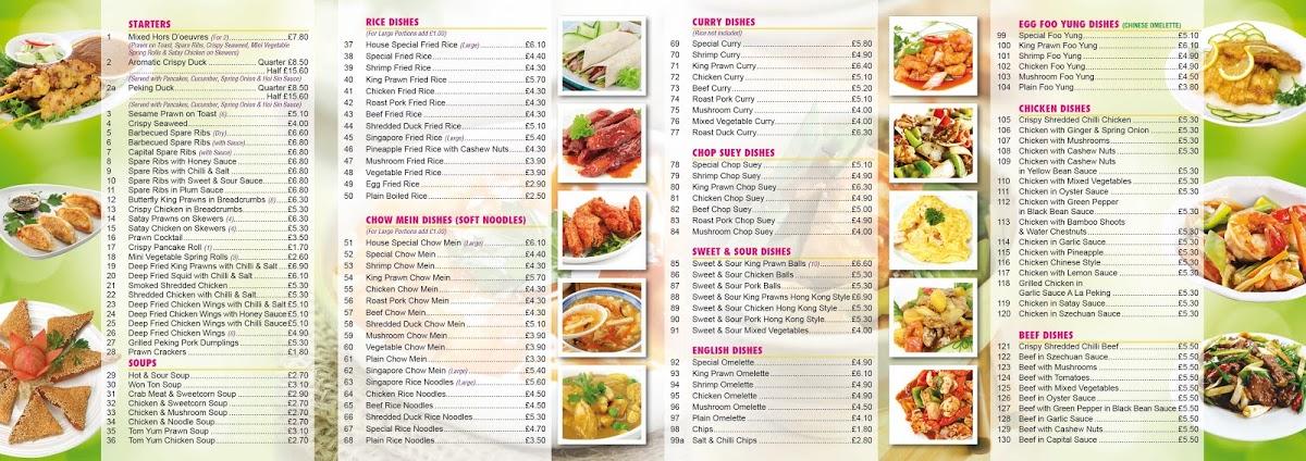 Menu at Peking House fast food, Rainham, 198 Upminster Rd S