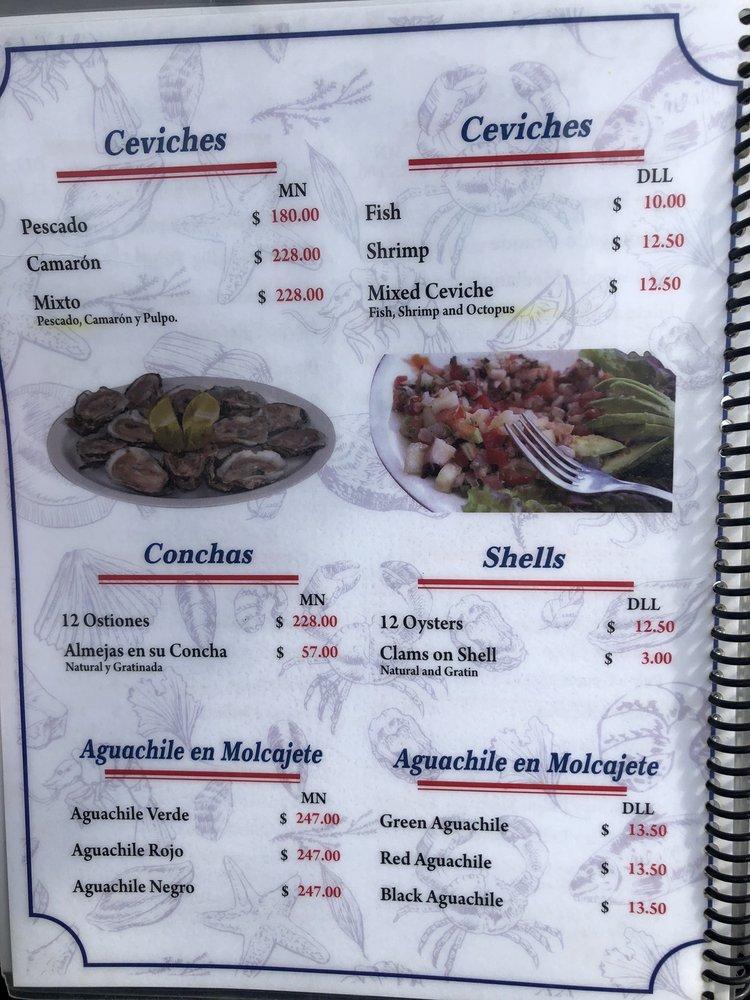 Carta de Poseidon Restaurante, Puerto Nuevo