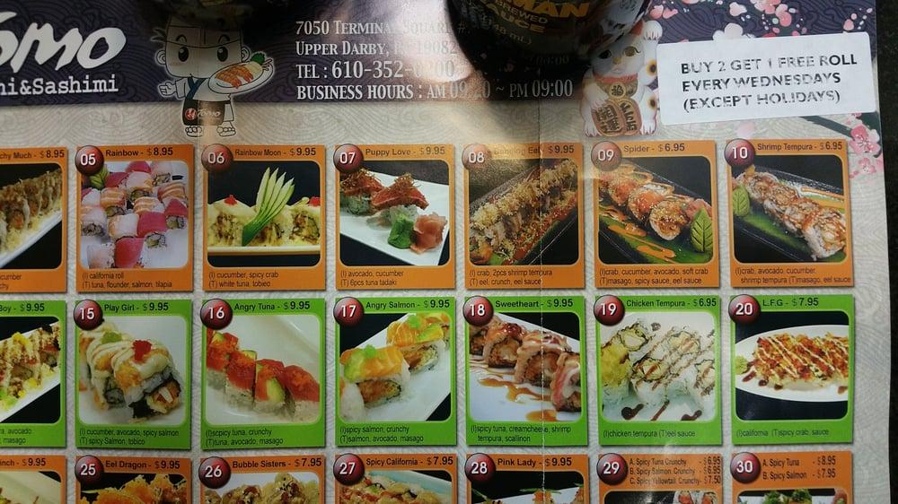 Menu at Tomo Sushi & Sashimi restaurant, Upper Darby