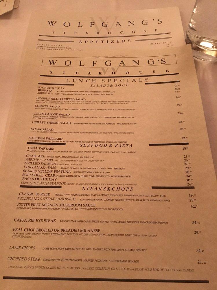 Menu at Wolfgang's Steakhouse, New York City, 200 E 54th St