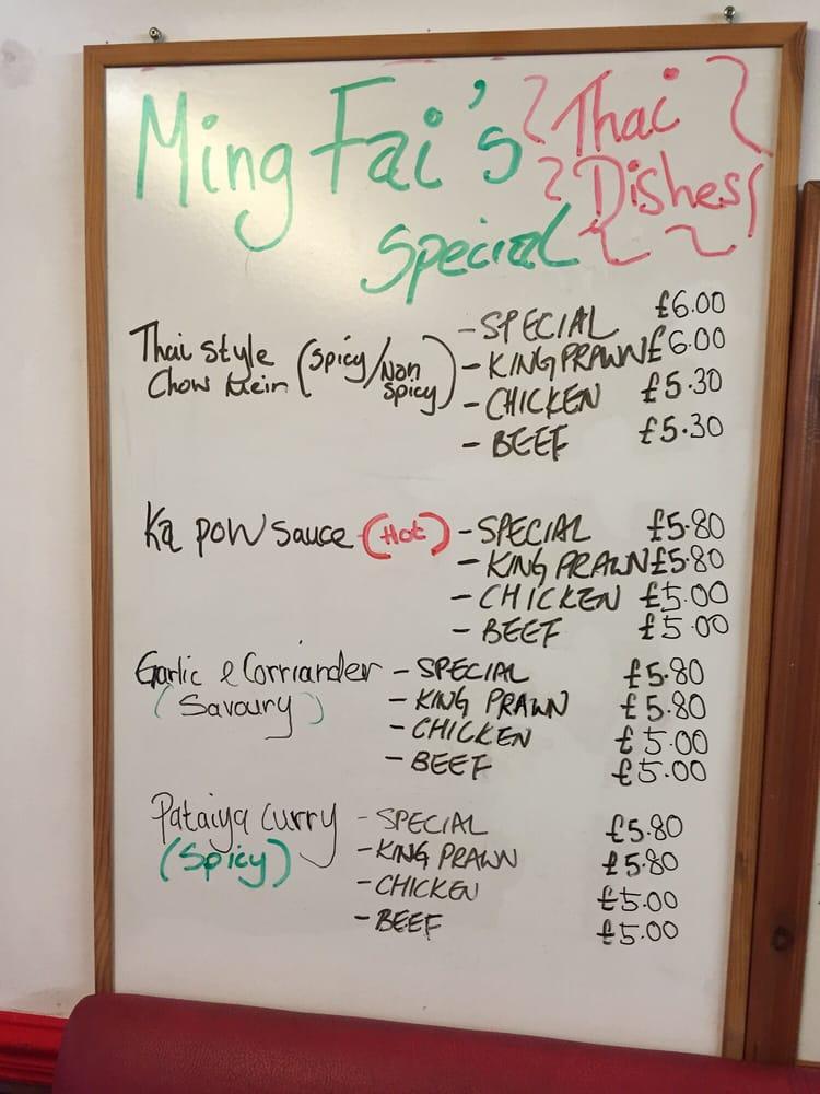 Menu at Ming Fai fast food, Knaresborough