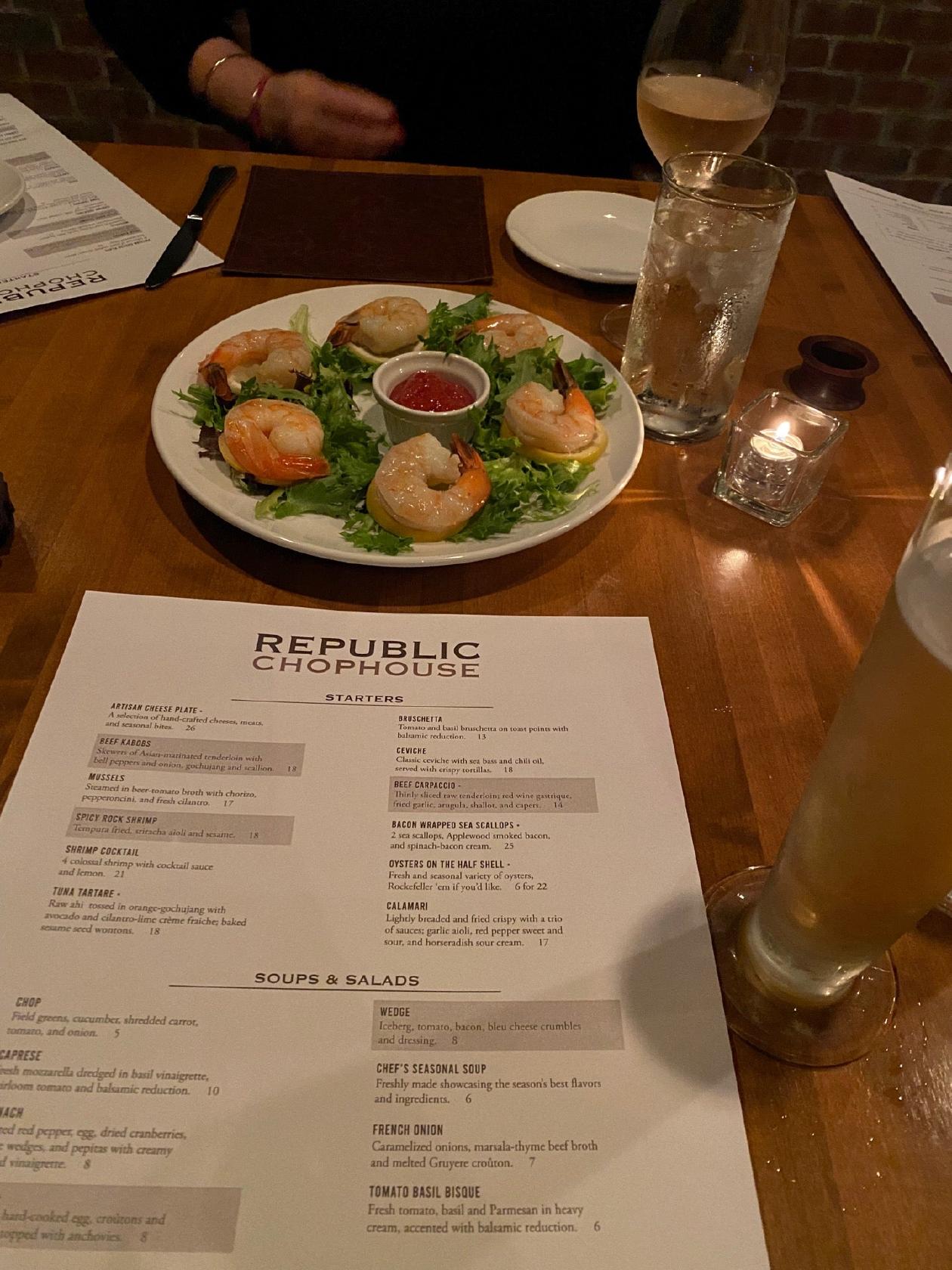 Menu at Republic Chophouse, Green Bay